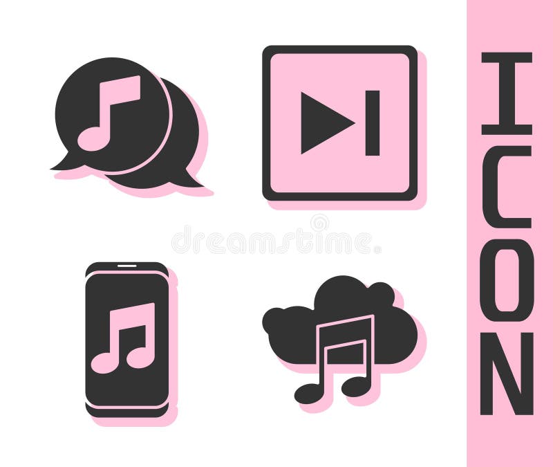 Set Music Streaming Service, Musical Note in Speech Bubble, Music ...