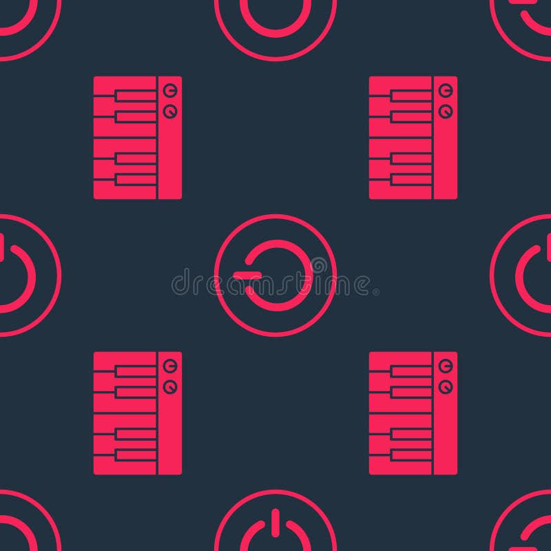 Set Music Synthesizer and Power Button on Seamless Pattern. Vector ...