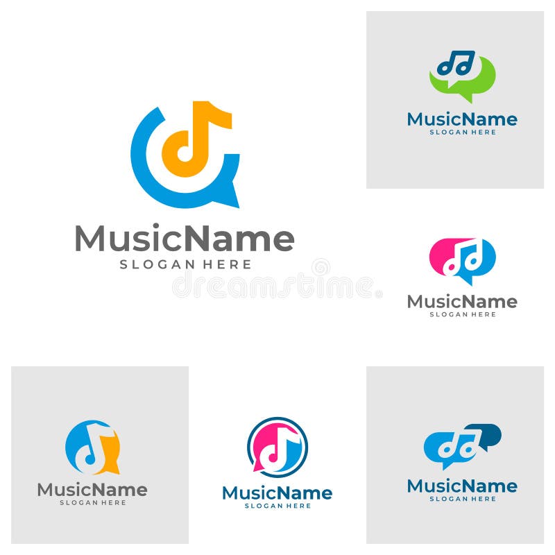 Set of Music Talk Logo Vector Icon Illustration. Chat Music Logo Design ...
