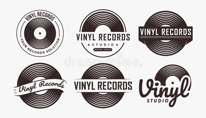 Set of Music Vinyl Logo Emblem Label Stock Illustration - Illustration ...
