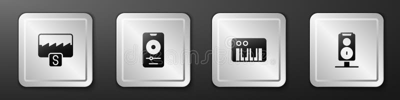 Set Music Wave Equalizer, Player, Synthesizer and Stereo Speaker Icon ...