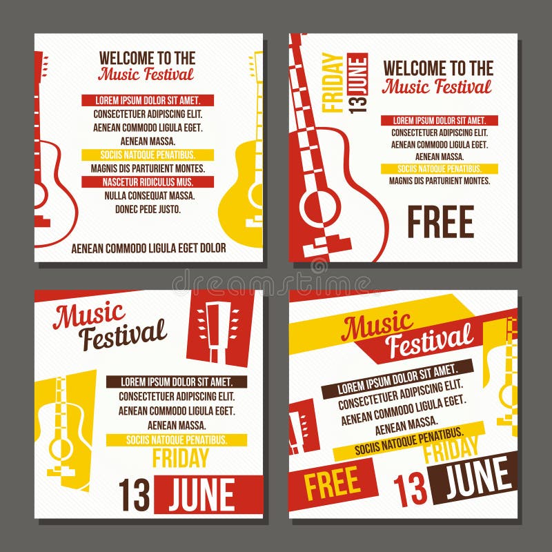 Set of musical flyers stock vector. Illustration of acoustic - 66089866