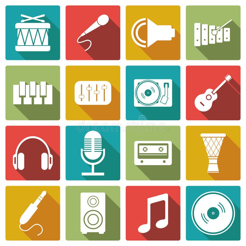 Set of Musical Icon. Vector Illustration Stock Vector - Illustration of ...