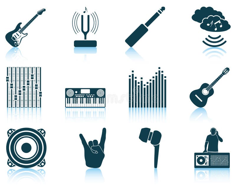Musical icons set stock vector. Illustration of equipment - 12173749