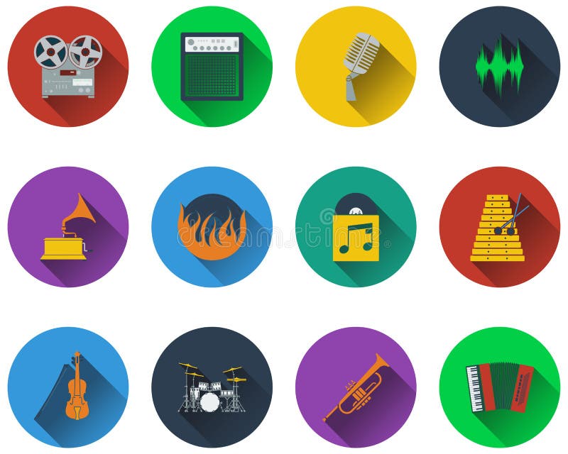 Musical icons set stock vector. Illustration of equipment - 12173749