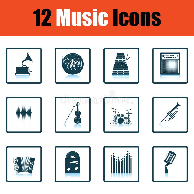 Musical icons set stock vector. Illustration of equipment - 12173749