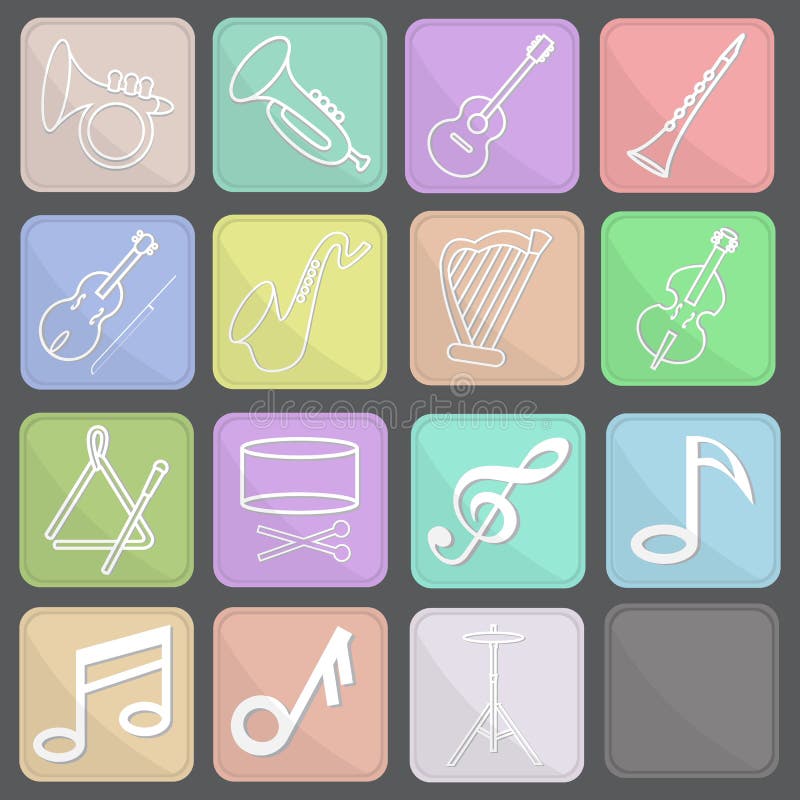 Set of Musical Icons in the Style of Flat Stock Vector - Illustration ...