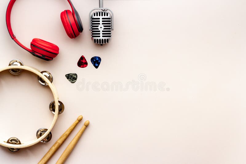 Set of Musical Instrument Top View, Flat Lay Stock Image - Image of ...