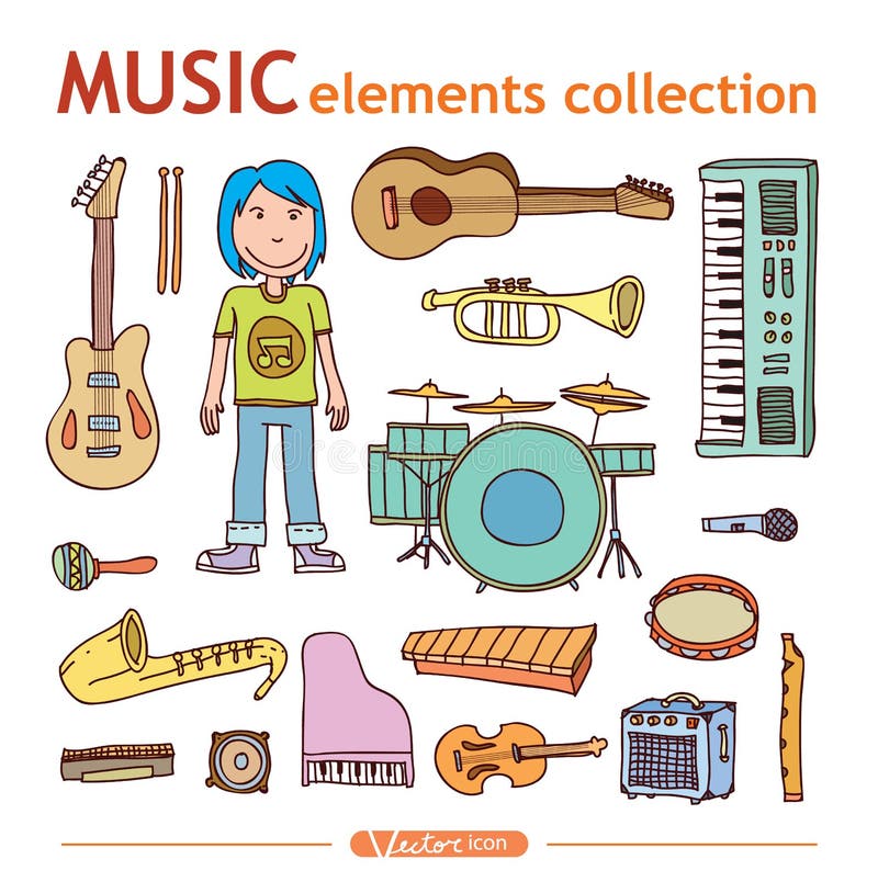 Set of Musical Instruments Collection, Illustration. Stock Vector ...