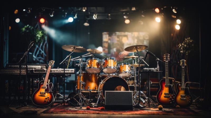 Set of Musical Instruments during a Concert Stock Illustration ...