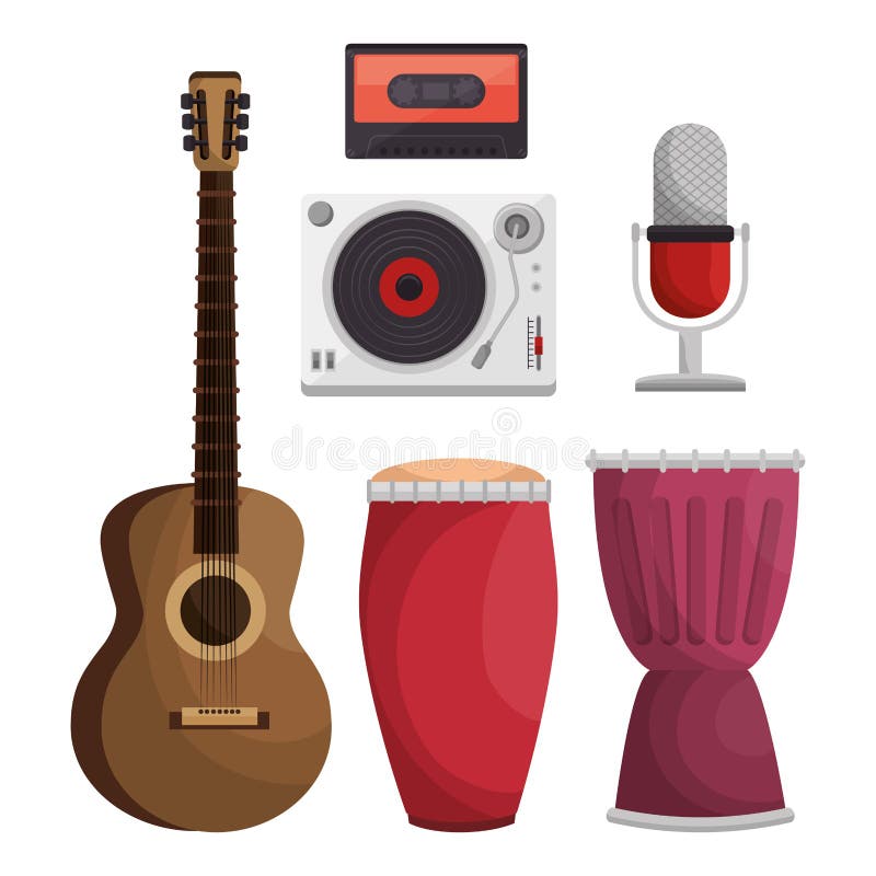 Set Musical Instruments Icons Stock Illustration - Illustration of ...