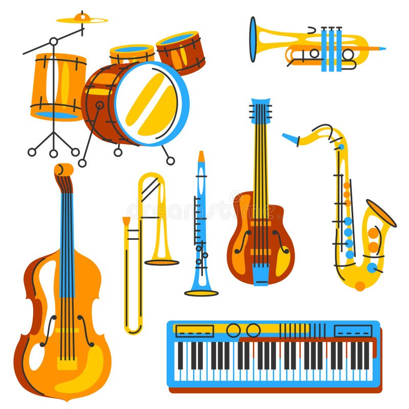 Set of Musical Instruments. Jazz, Blues and Classical Music Stock ...