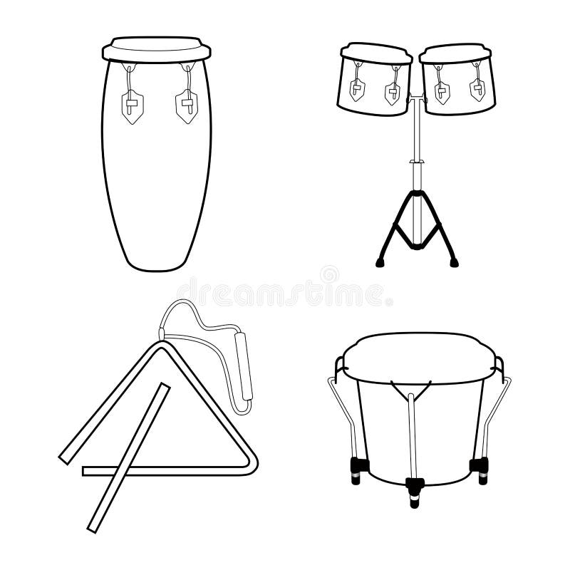 Set of musical instruments stock illustration. Illustration of outline ...