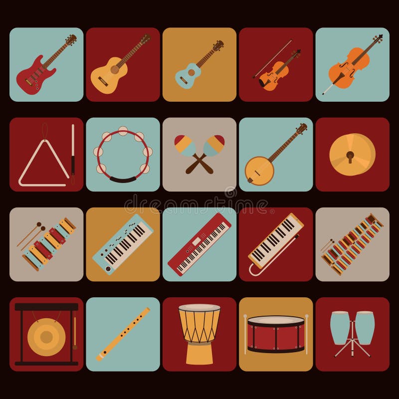 Set of Musical Instruments. Vector Illustration Decorative Background ...