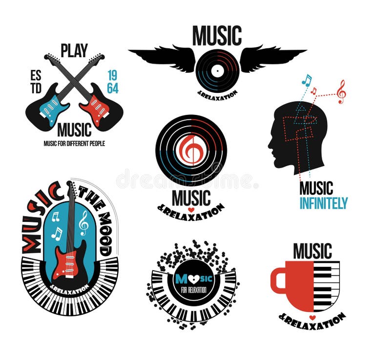 Set of Musical Logos and Emblems. Stock Vector - Illustration of ...