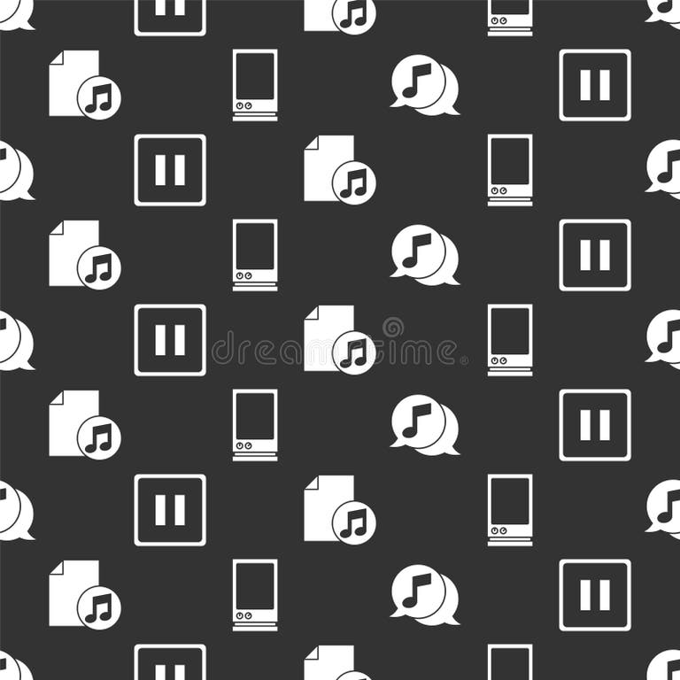 Set Musical Note in Speech Bubble, Pause Button, Music Book with Note ...