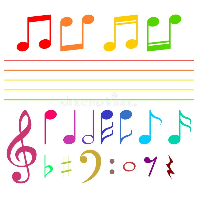 Set of Musical Notes in Color - Illustration Stock Illustration ...
