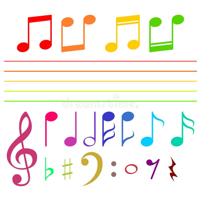 Set of Musical Notes in Color - Illustration Stock Illustration ...