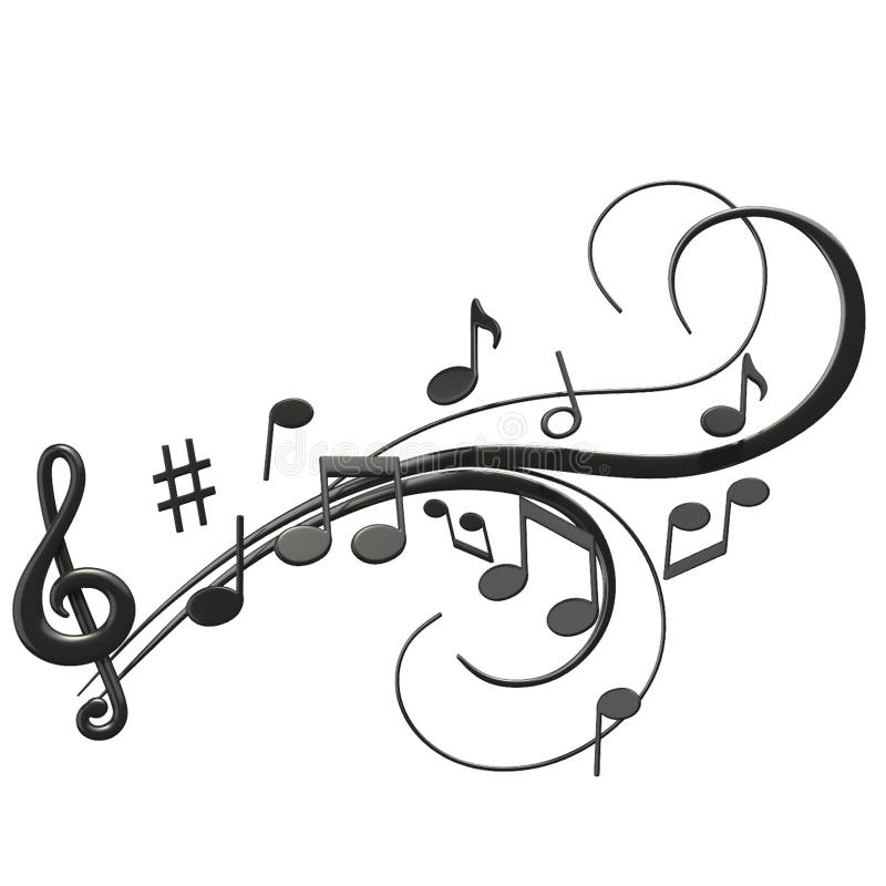 Musical Notes, with Curves and Swirls, Vector Illustration. Stock ...