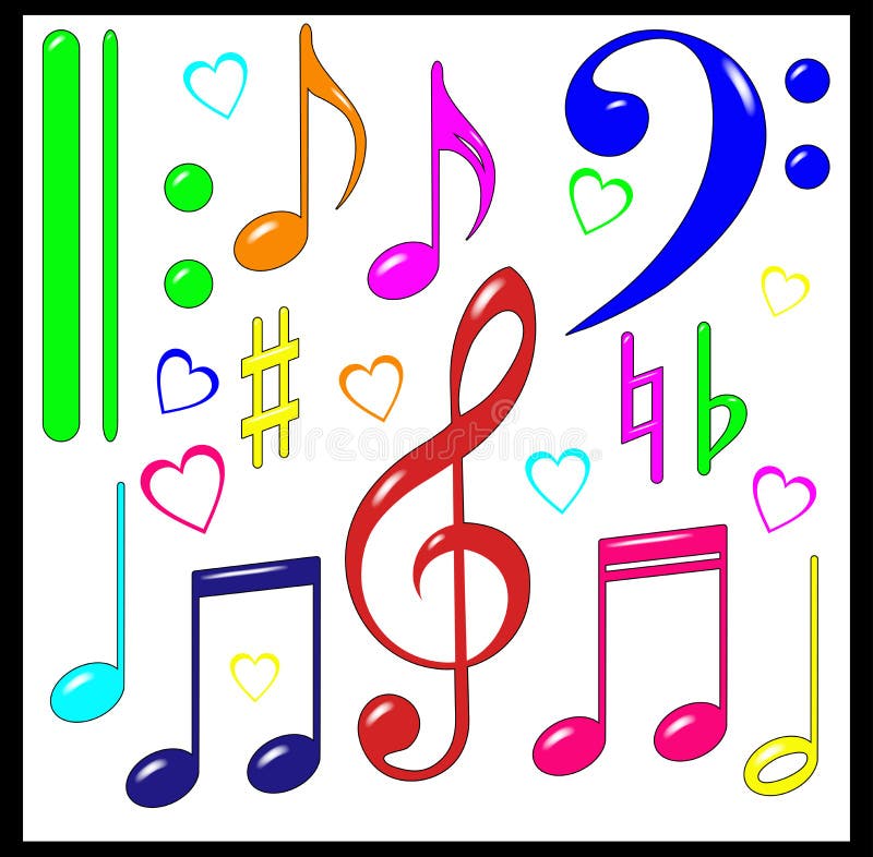 Set of Musical Signs. Black. Stock Vector - Illustration of graphic ...