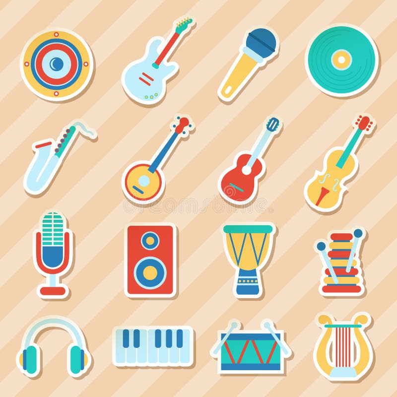Set of Musical Stickers. Vector Illustration Stock Vector ...