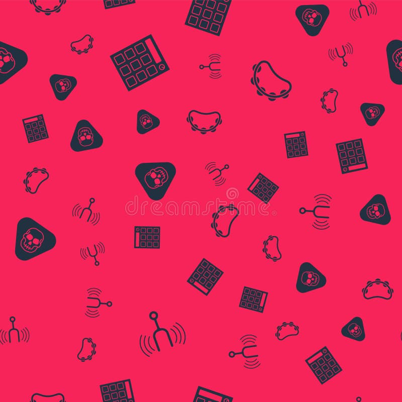 Set Musical Tuning Fork, Drum Machine, Guitar Pick and Tambourine on ...