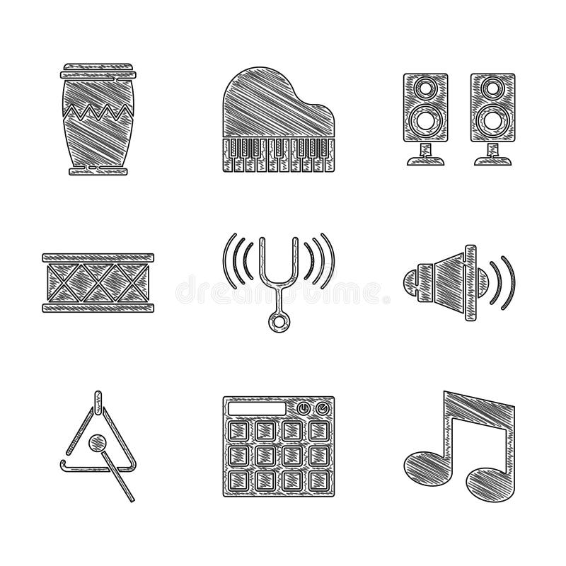 Set Musical Tuning Fork, Drum Machine, Note, Tone, Speaker Volume ...
