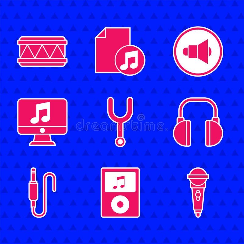 Set Musical Tuning Fork, Player, Microphone, Headphones, Audio Jack ...