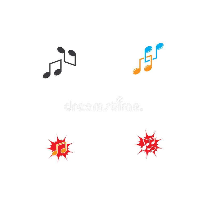 Set Musik Note Logo Template Vector Symbol Stock Vector - Illustration ...