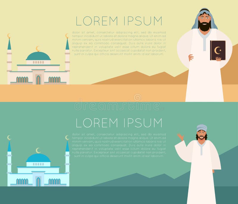 Set of muslim banners1 stock vector. Illustration of dress - 73733204