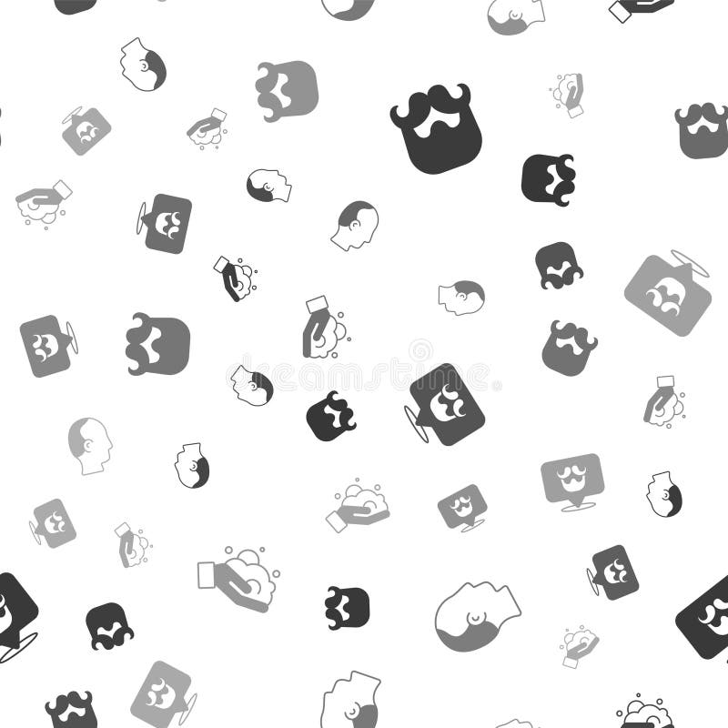 Set Mustache and Beard, Baldness, Barbershop and Shaving Foam on Hand ...