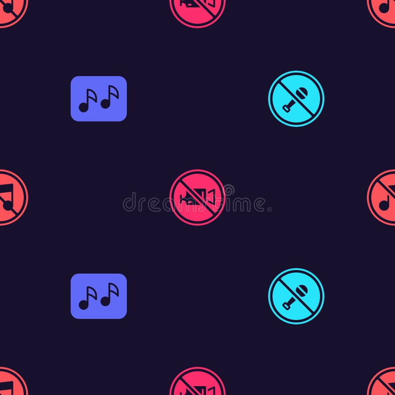 Set Mute Microphone, Music Note, Tone, Prohibition Video Recording and ...