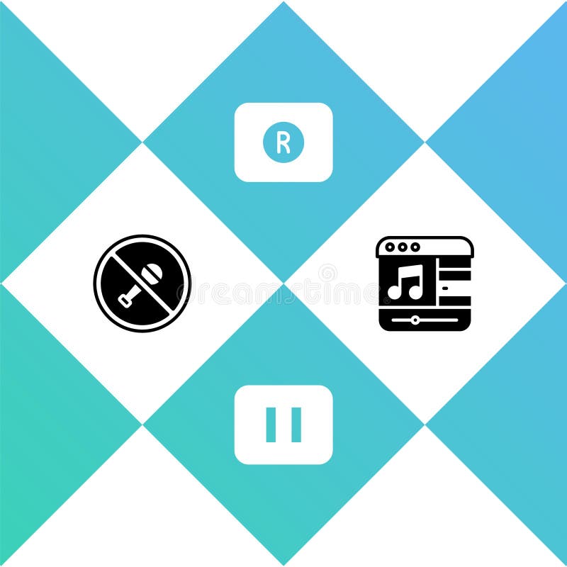 Set Mute Microphone, Pause Button, Record and Music Player Icon. Vector ...