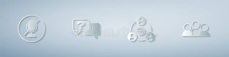 Set Mute Microphone, Question and Answer, Meeting and . Paper Art Style ...