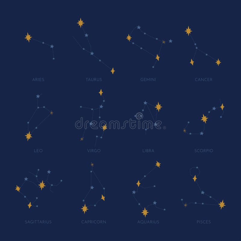 Set of Mystical Constellations. Magical Elegant Collection of Cosmic ...