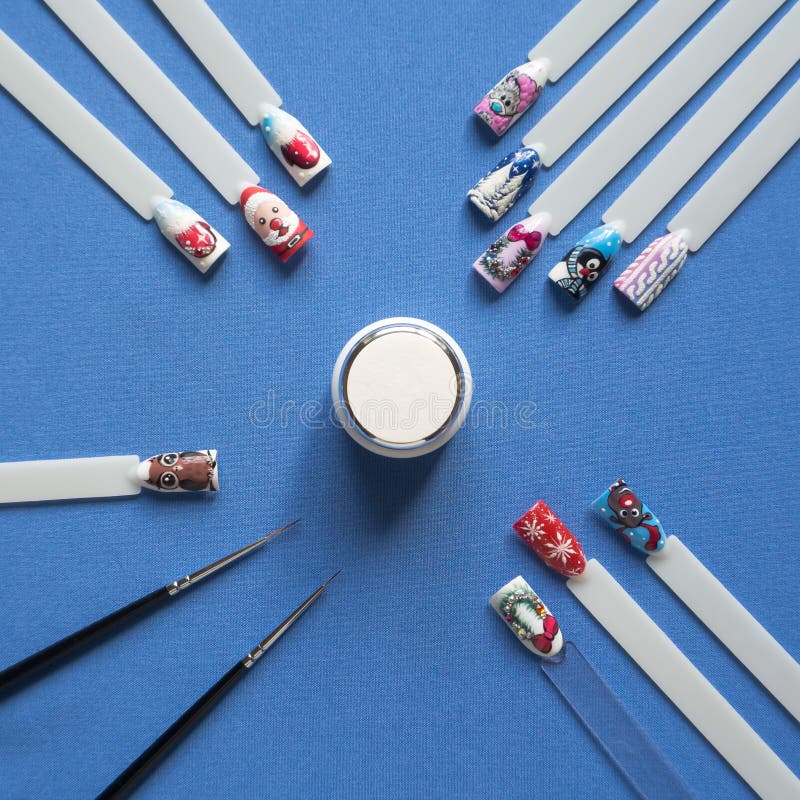 Set for Nail Design, Drawing on Nails. Stock Photo - Image of blue ...
