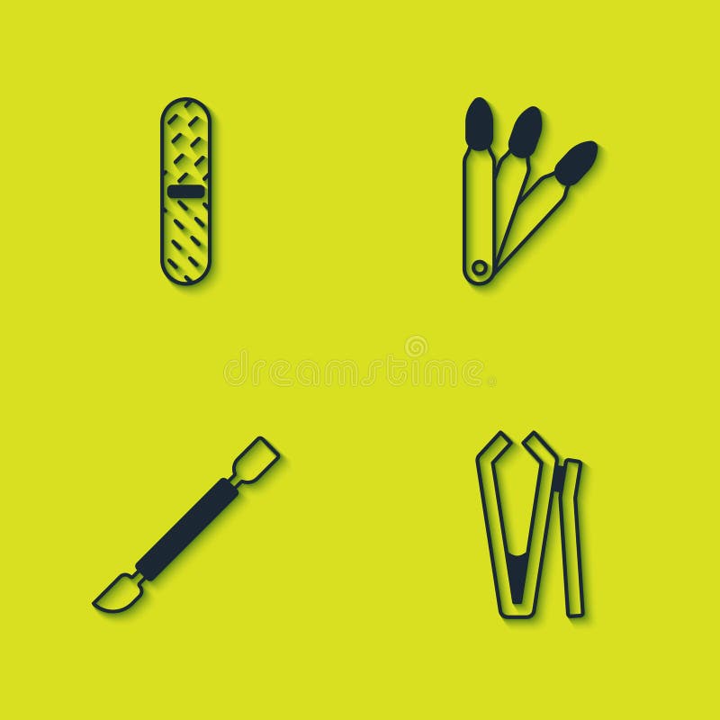 Set Nail File, Cutter, Cuticle Pusher and False Nails Icon. Vector ...