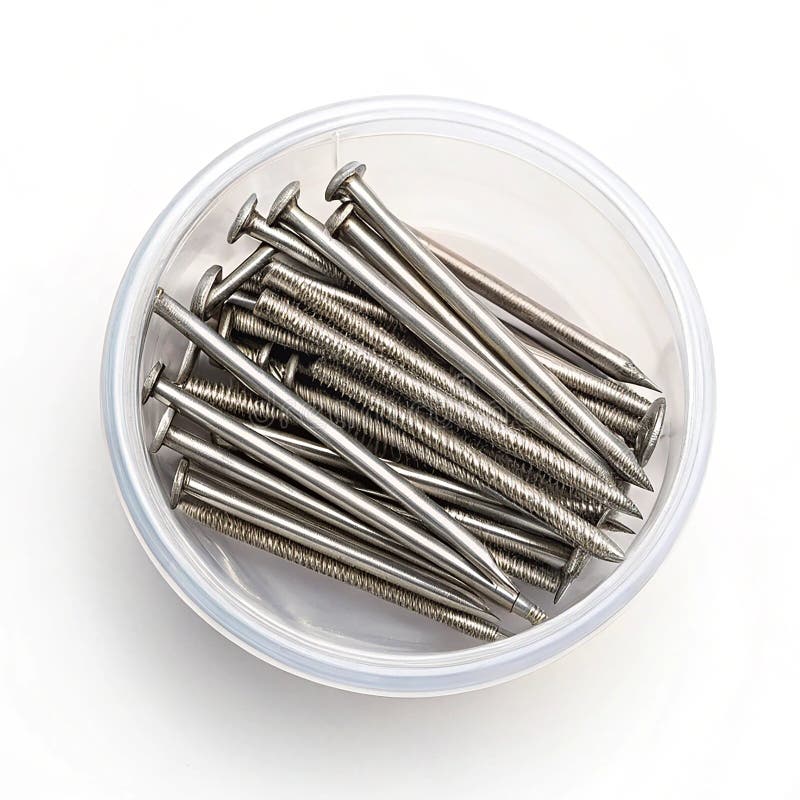Set of Nails in Container on White Background Stock Illustration ...