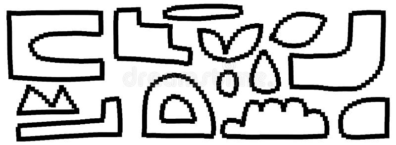 Set of Naive Pexeled Elements. Design Bitmap Icons. Shapes for Trendy ...