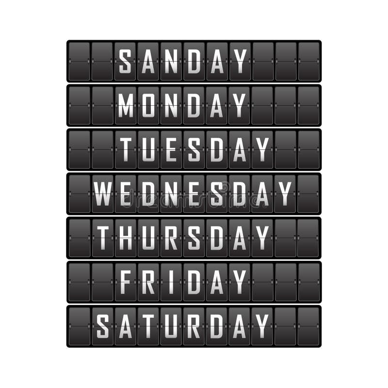 Set of Names of Days of the Week on the Cells of the Mechanical Tableau ...