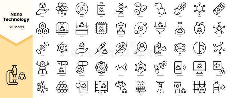Set of Nanotechnology Icons. Simple Line Art Style Icons Pack Stock ...