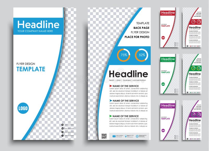 Set of Narrow White Flyers in 4 Color Options. Stock Vector ...