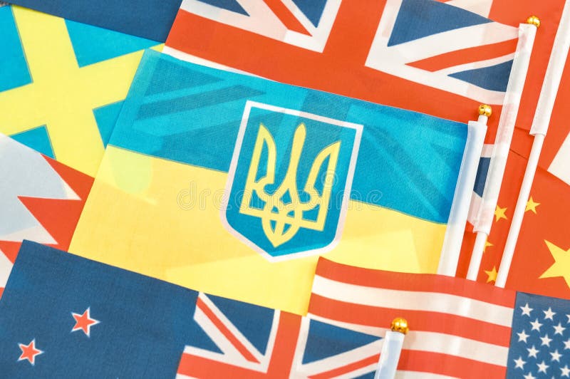 Set of National Flags of Different Countries Close Up,stand with ...