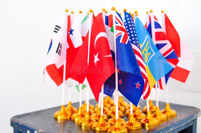 Set of National Flags of Different Countries Close Up,stand with ...