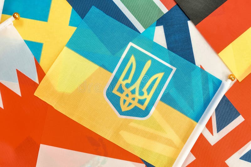 Set of National Flags of Different Countries Close Up,stand with ...