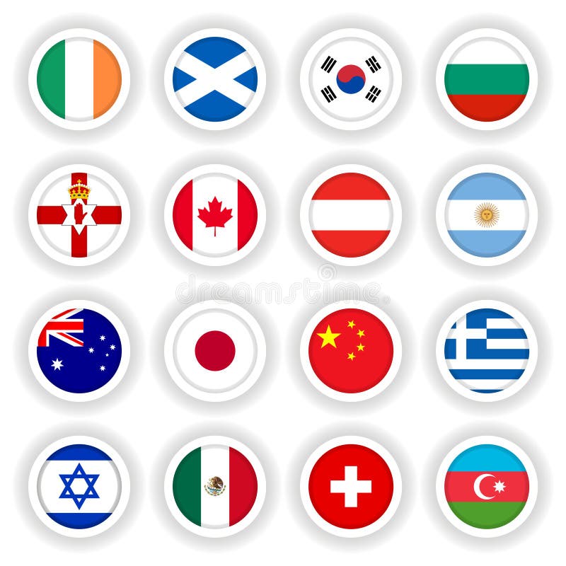 Set of National Flags Round Buttons Stock Vector - Illustration of ...