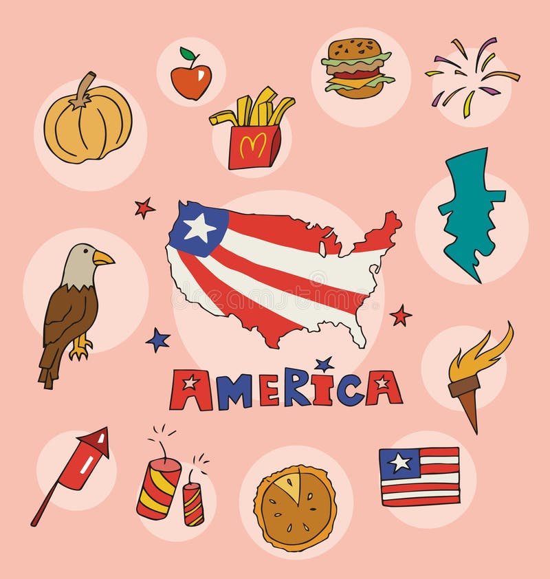 The Set of National Profile of the America Stock Vector - Illustration ...