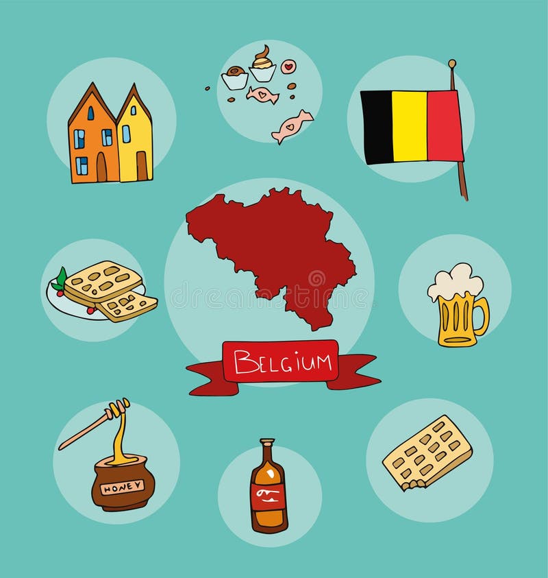 The Set of National Profile of the Belgium Stock Vector - Illustration ...
