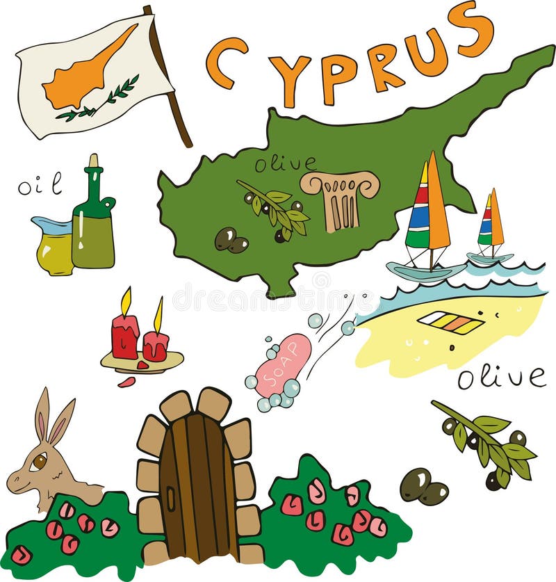 The Set of National Profile of the Cyprus Stock Vector - Illustration ...