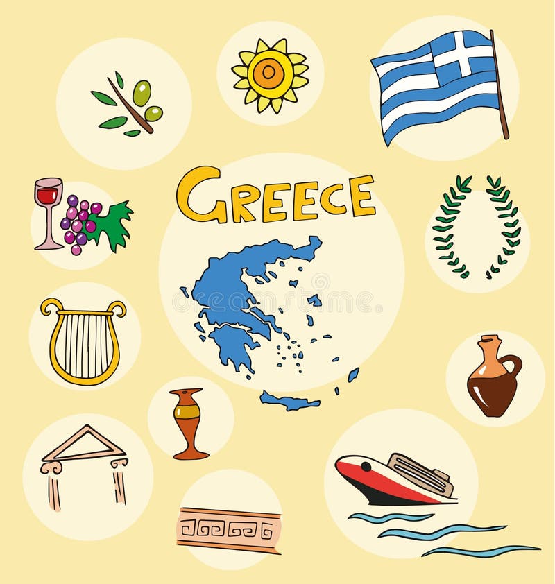 The Set of National Profile of the Greece Stock Vector - Illustration ...
